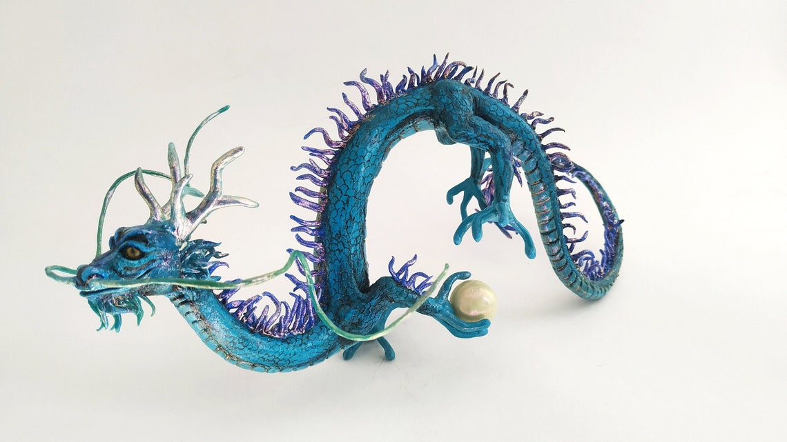 Chinese Dragon Sculpture Polymer Clay Feng-shui Chinese Decor - Etsy