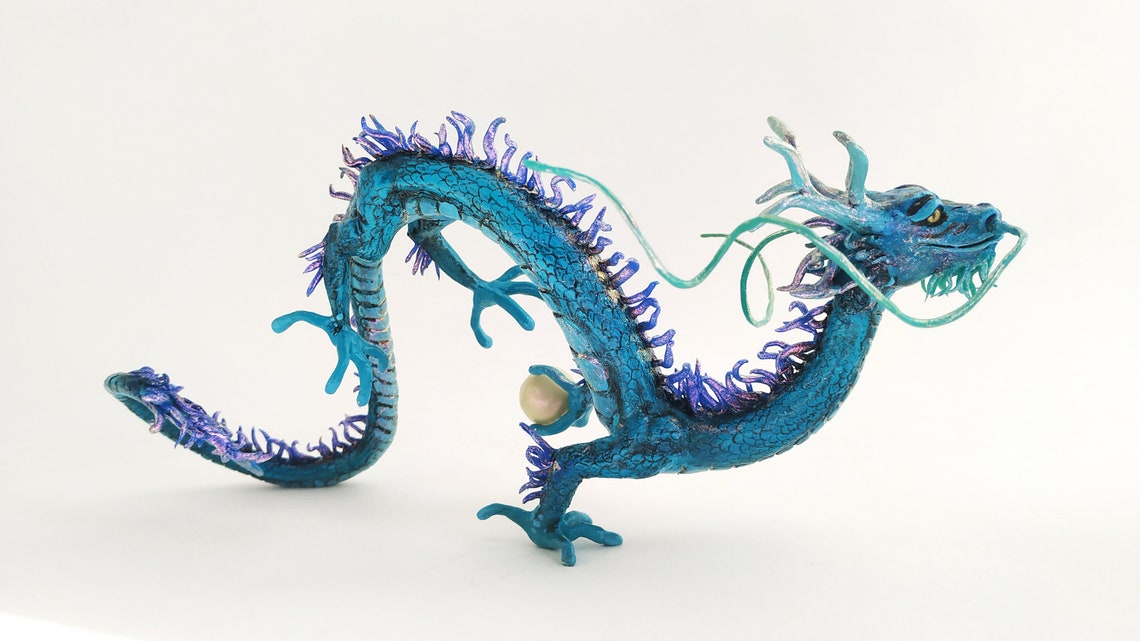 Chinese Dragon Sculpture Polymer Clay Feng-shui Chinese Decor - Etsy
