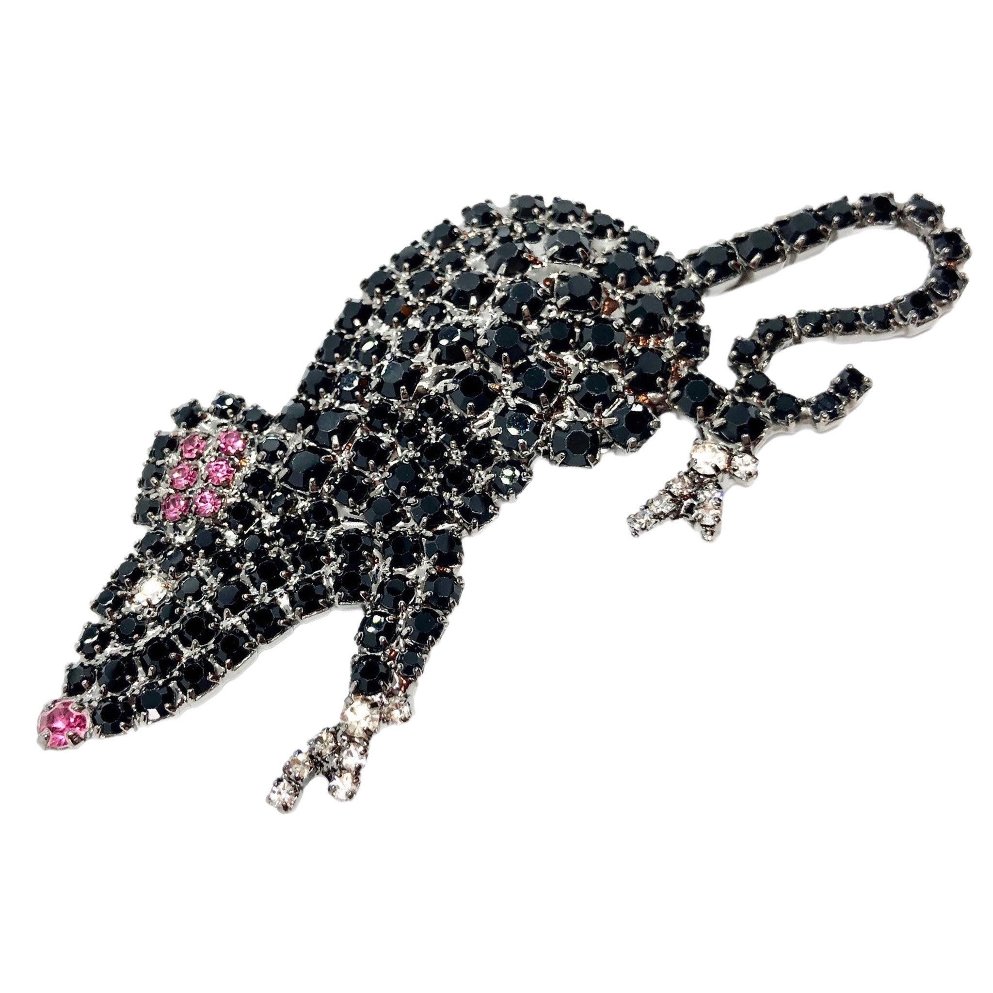 Rhinestone Rat Brooch - Squeaky Lil' Ratty Pin - Etsy