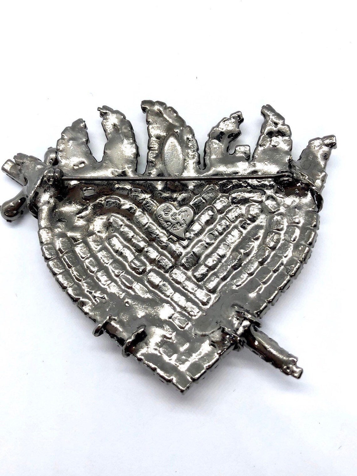 Vibrant Sacred Heart With Dagger Brooch | Etsy