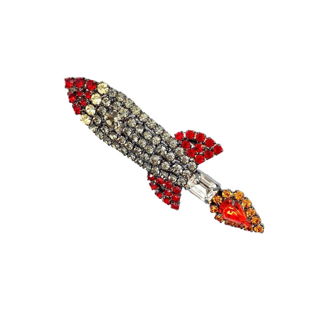 Retro Rocket Pin - Retro Sci-fi - Swarovski Crystals - Etsy