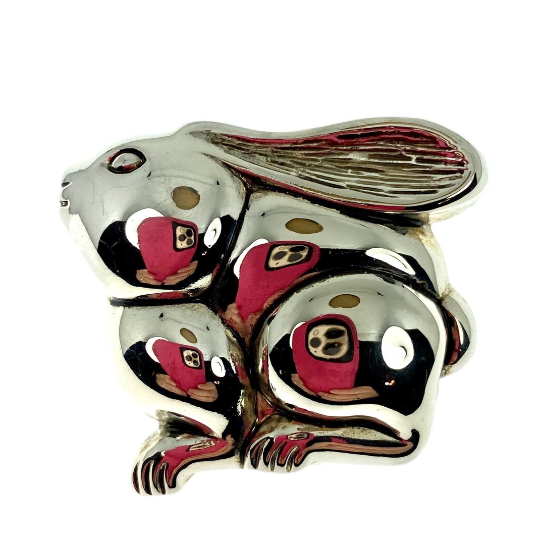 Silver Rabbit Brooch / Elegant Easter Pin / Pendant - Etsy