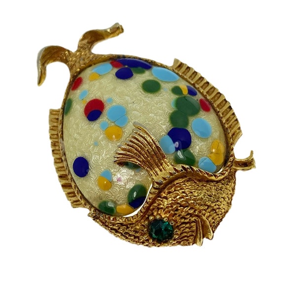 Enamel Fish Brooch / Vintage Jewelry - Gem