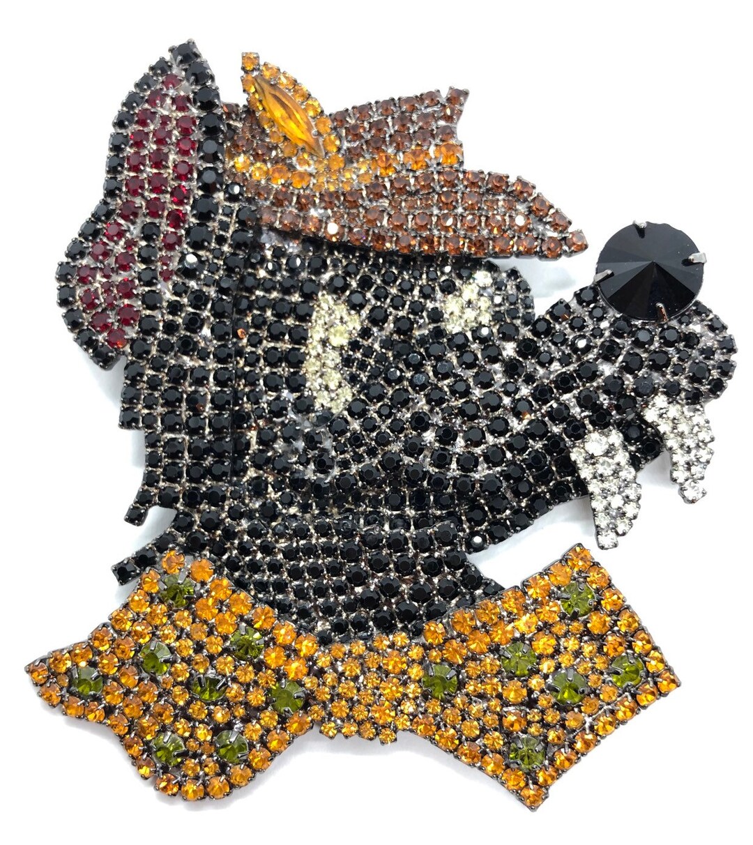 Big Wolf Brooch - Von Walhof - Swarovski Crystals / Tex Avery Style - Etsy