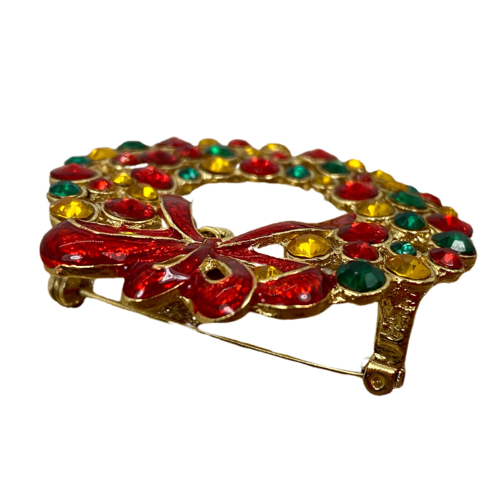 Colorful Vintage Wreath Brooch / Pin Holiday Jewelry | Etsy