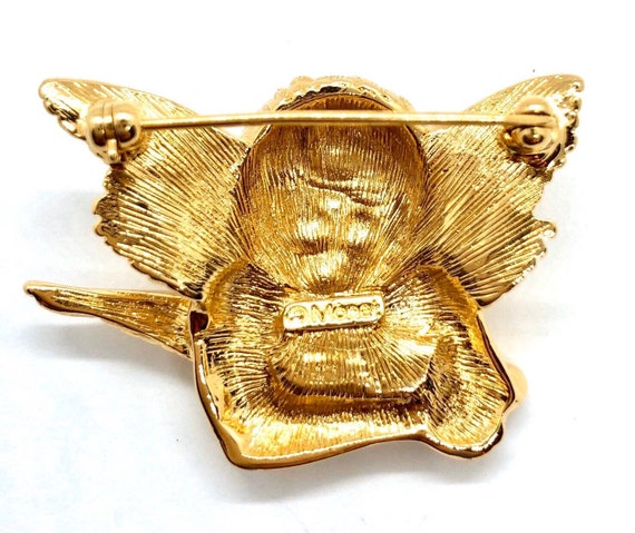 Gold Angel Pin - Vintage Monet Jewelry - Gem