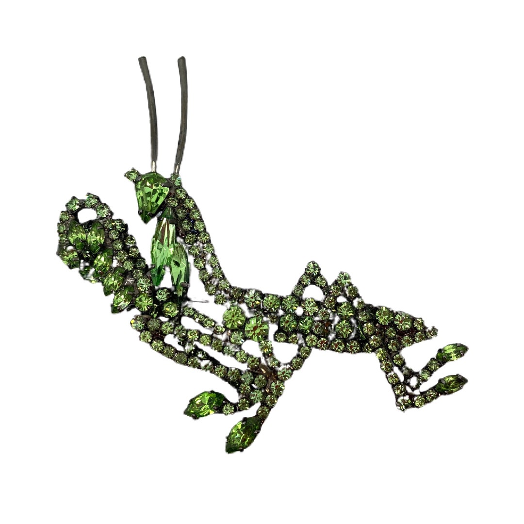 Stunning Praying Mantis Pin - Crystal Rhinestone Insect Jewelry - Etsy