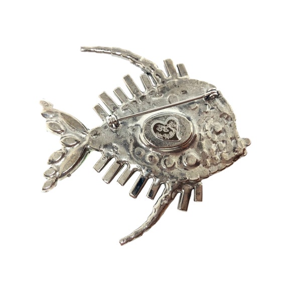 Vibrant Fantasy Sunfish Pin / Rhinestone Fish Brooch - Gem