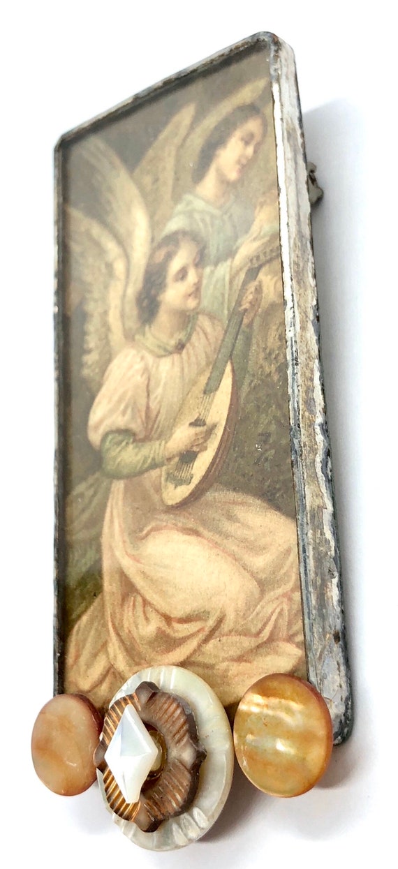 Elegant Angels Brooch - Vintage - Handmade -OOAK - Gem