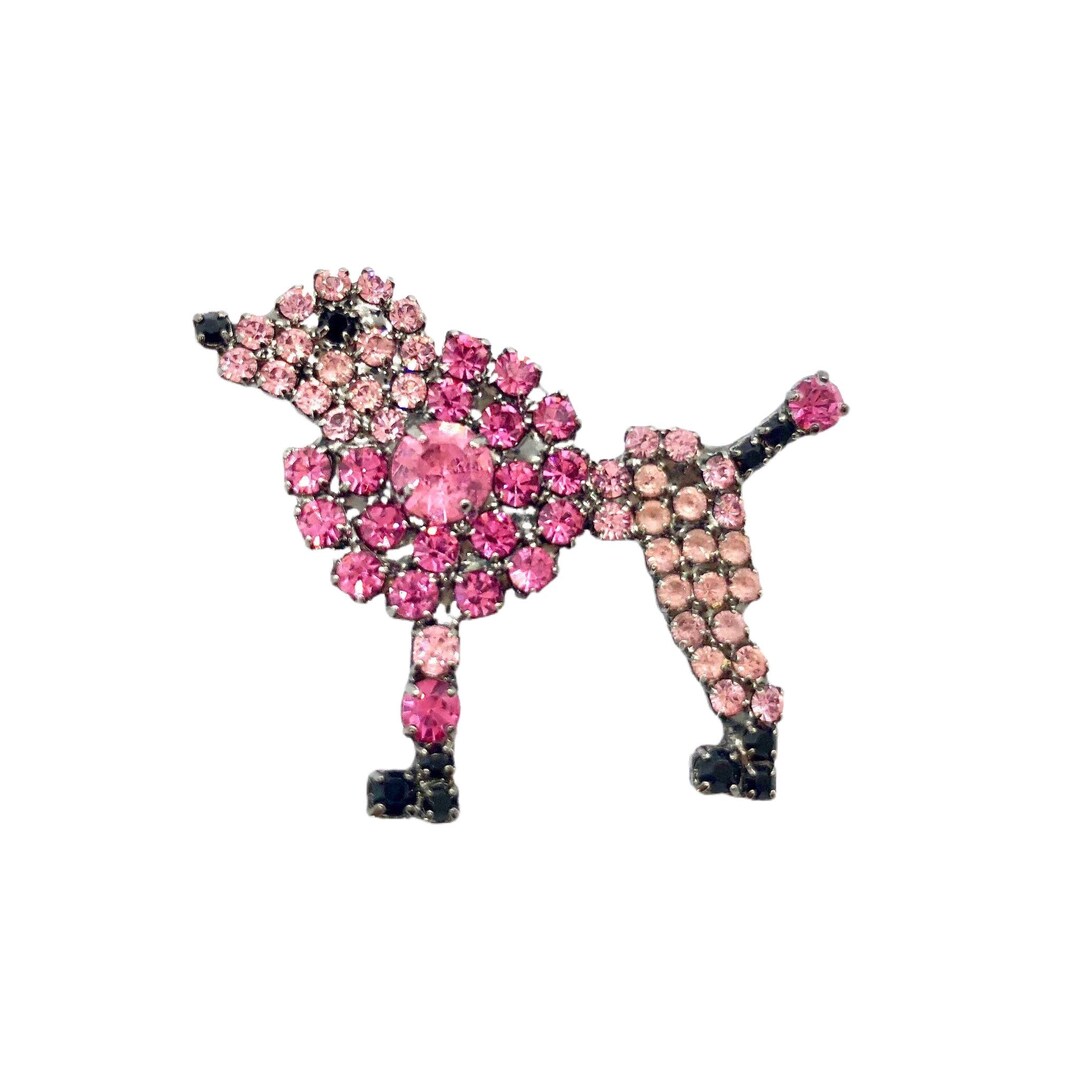 Pink Poodle Pin - Swarovski Crystals - Rockabilly - Etsy