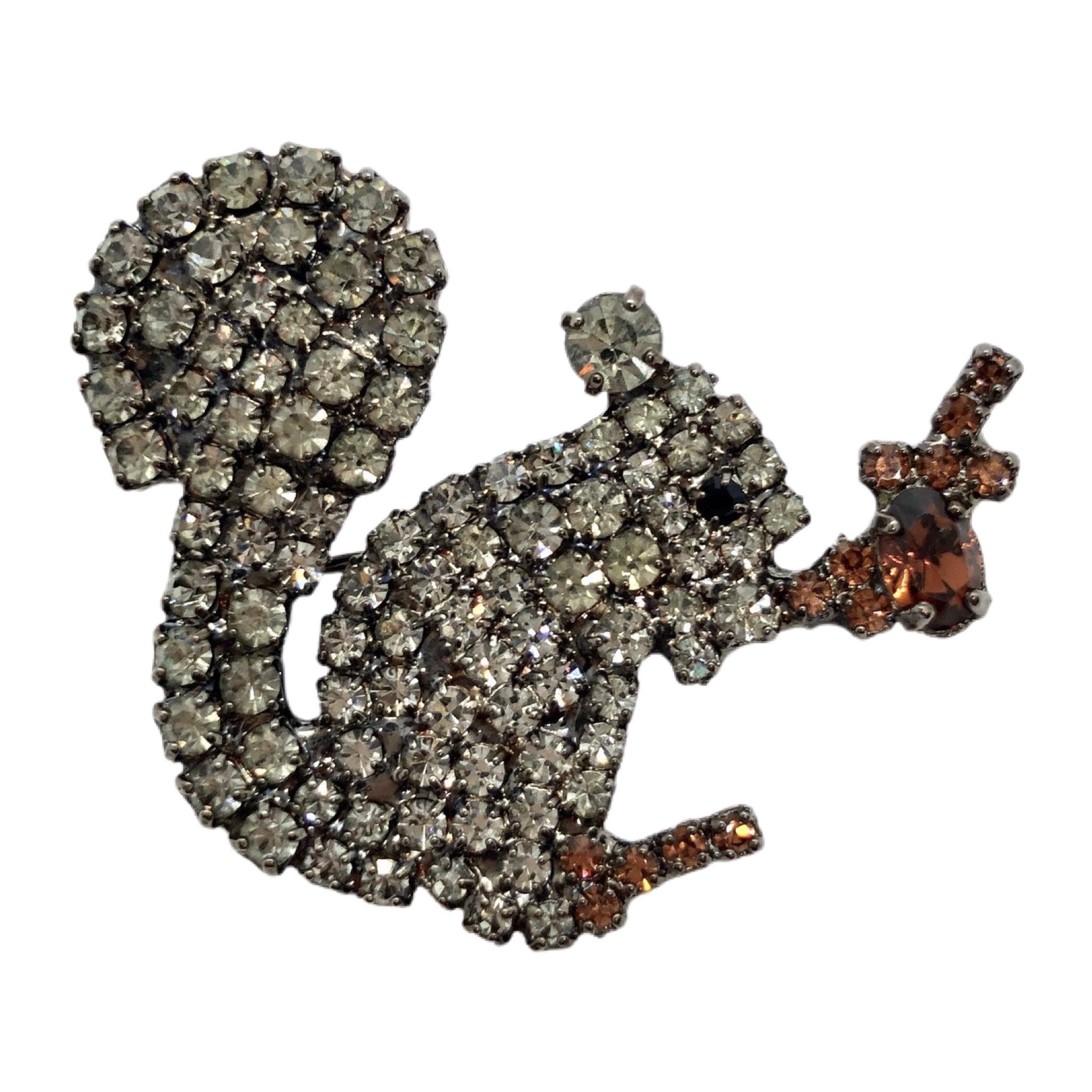 Squeaky Little Rhinestone Squirrel Pin / Brooch / von Walhof | Etsy