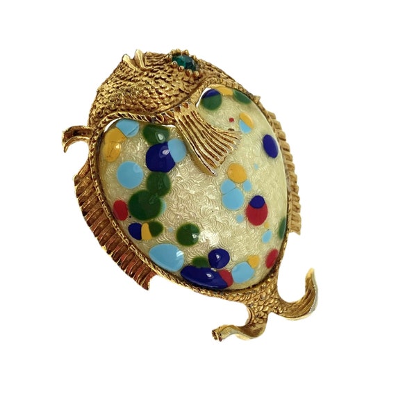 Enamel Fish Brooch / Vintage Jewelry - Gem