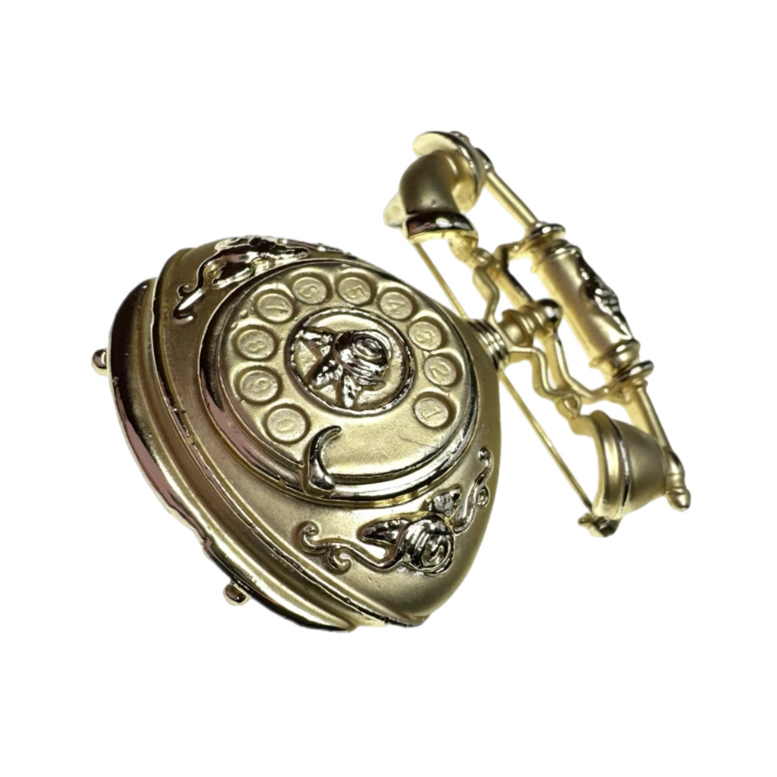 Vintage Telephone Pin / Gold Phone Brooch - Etsy