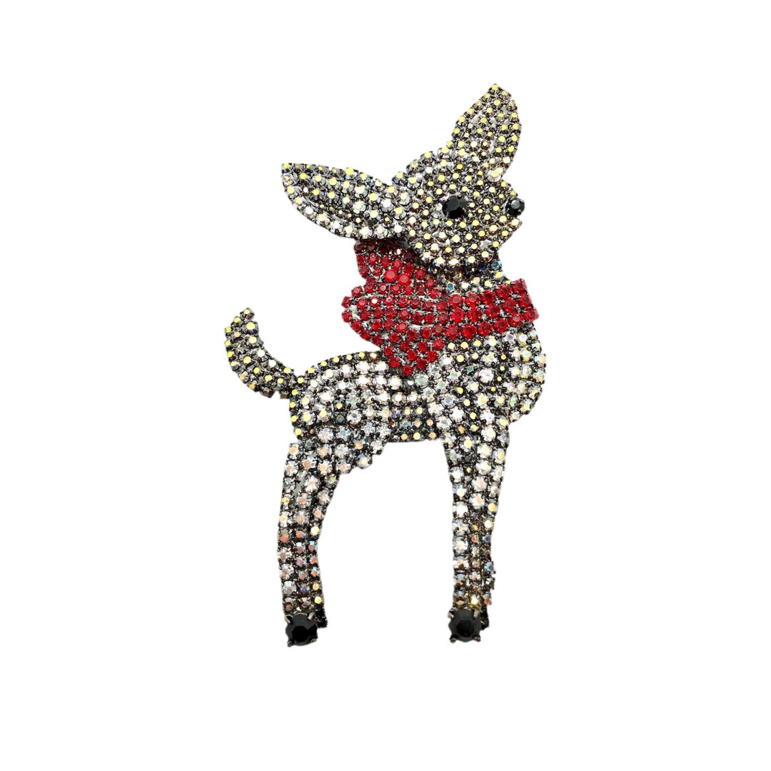 Rhinestone Reindeer Brooch - Christmas Jewelry - Holiday Deer Pin - Etsy