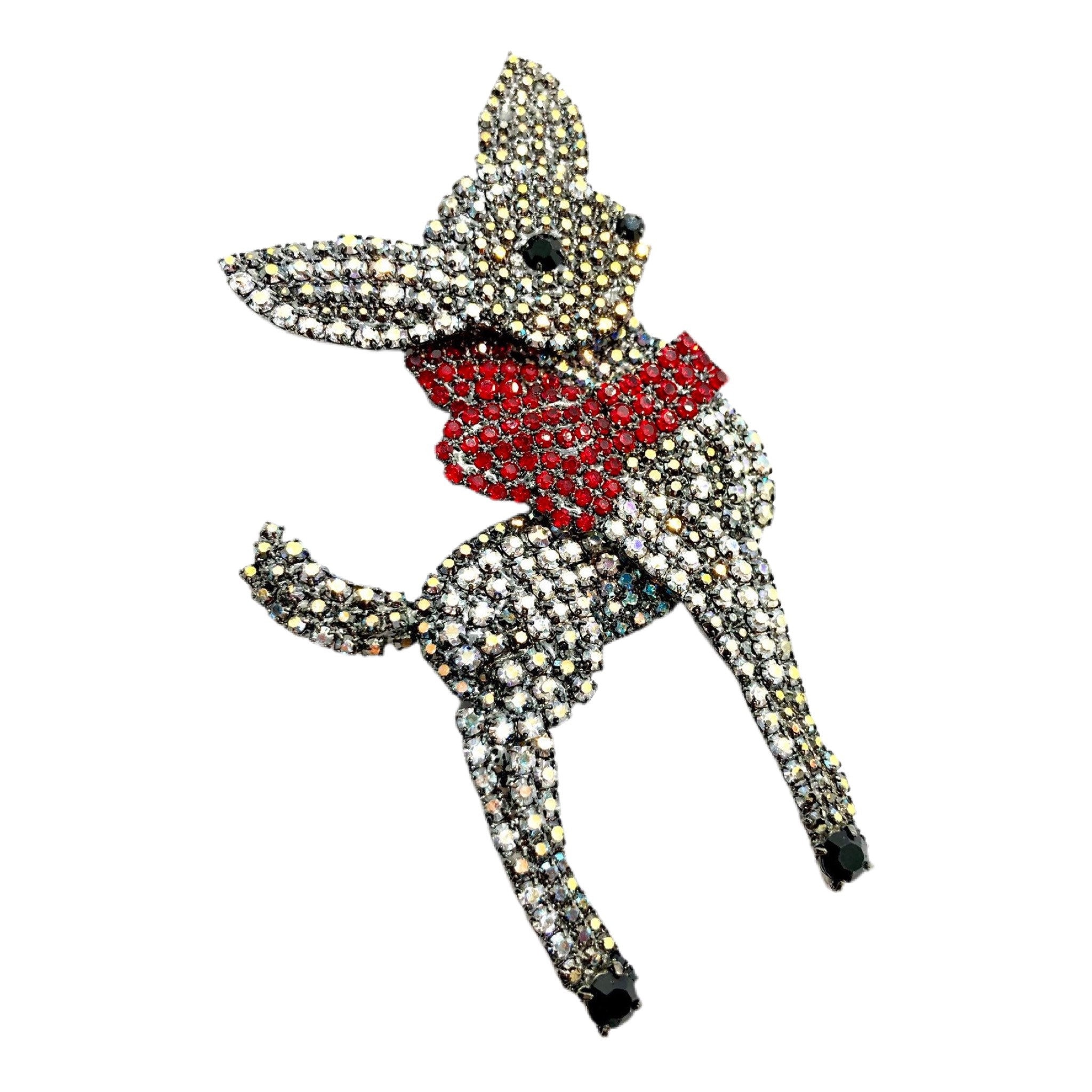 Rhinestone Reindeer Brooch - Christmas Jewelry - Holiday Deer Pin - Etsy