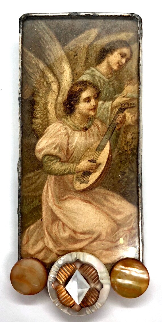 Elegant Angels Brooch - Vintage - Handmade -OOAK - Gem