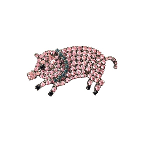 Pink Pig Pin - von Walhof Fanciful Piggy Brooch - Gem