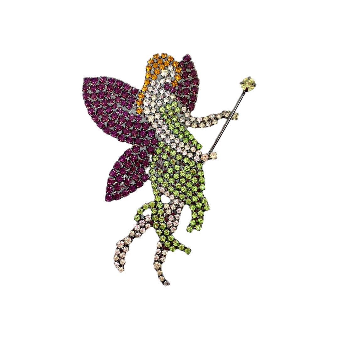 Rhinestone Fairy Pin / Vintage Fae Brooch - Etsy