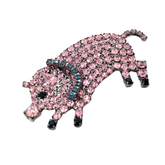 Pink Pig Pin - von Walhof Fanciful Piggy Brooch - Gem