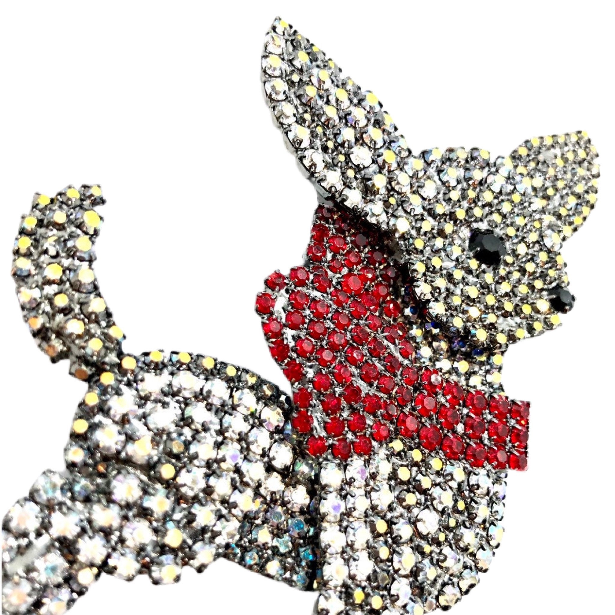 Rhinestone Reindeer Brooch - Christmas Jewelry - Holiday Deer Pin - Etsy