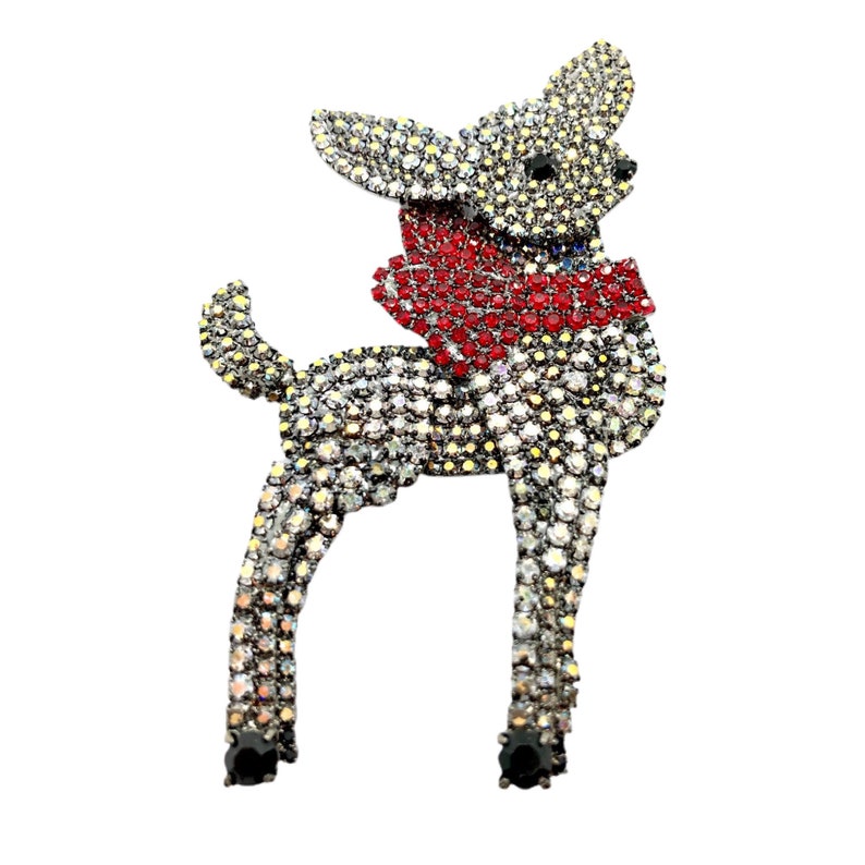 Rhinestone Reindeer Brooch - Christmas Jewelry - Holiday Deer Pin - Etsy