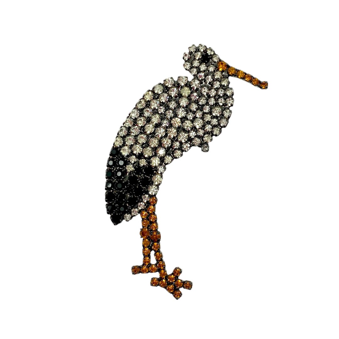 Rhinestone Stork Pin ~ Von Walhof Bird Pin - Etsy