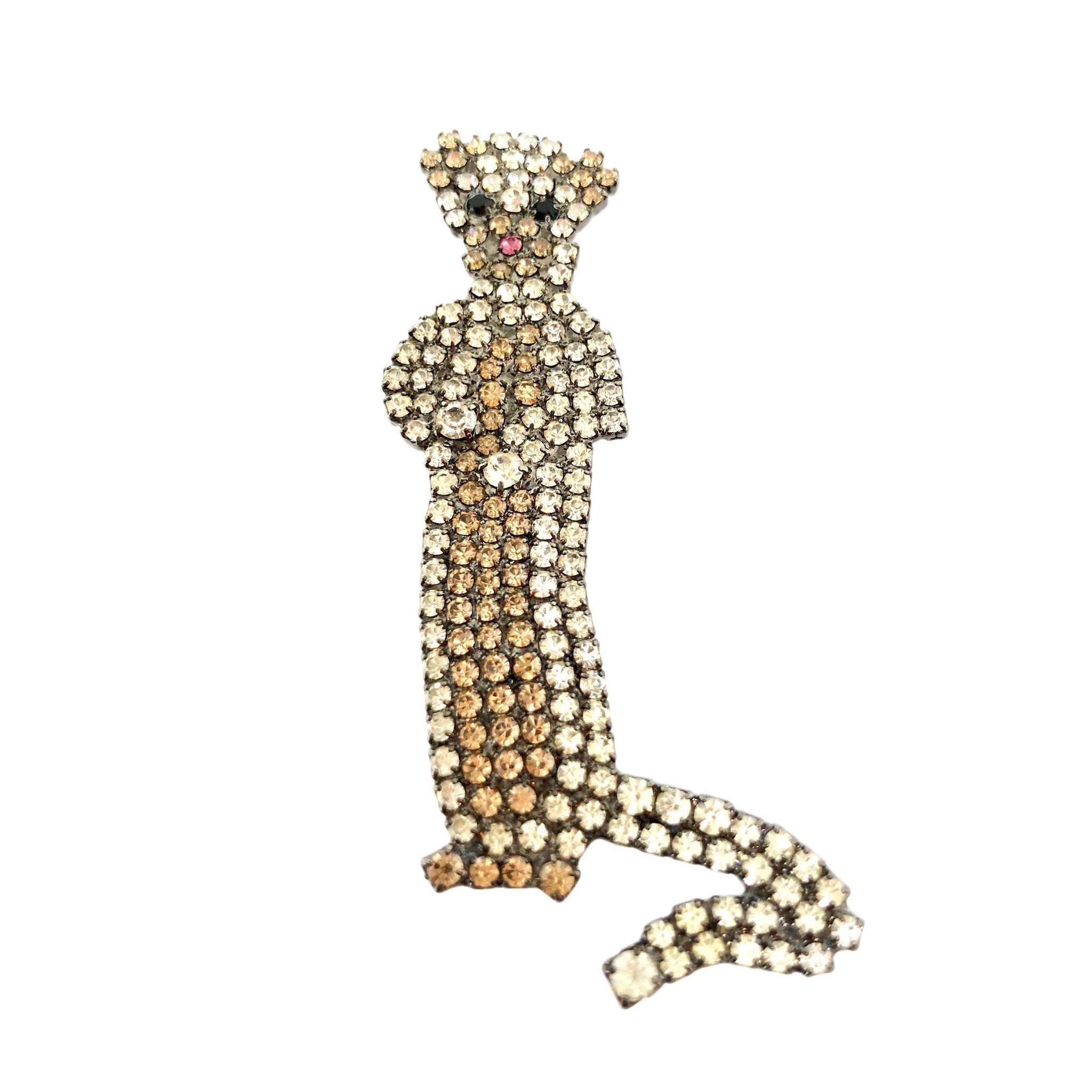 Rhinestone Ferret Pin Cute Little Dooker Brooch Mustelid - Etsy