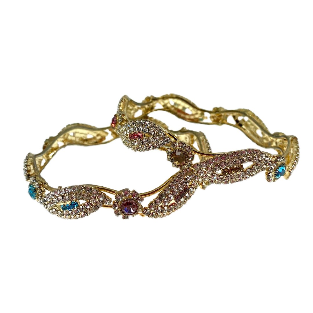 Pastel Rhinestone Bangles / Vintage Bracelet - Etsy