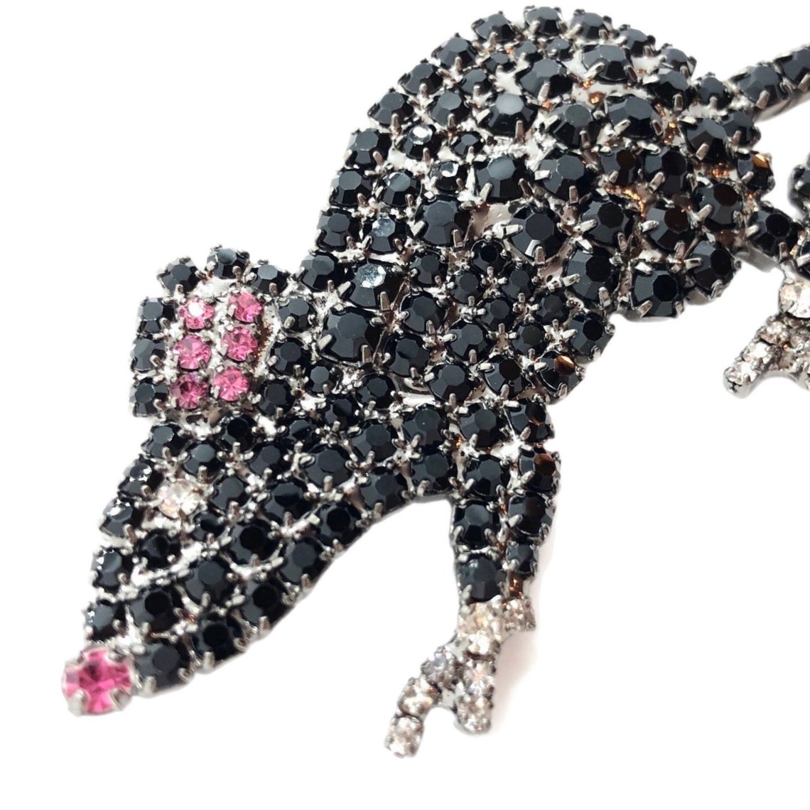 Rhinestone Rat Brooch - Squeaky Lil' Ratty Pin - Etsy