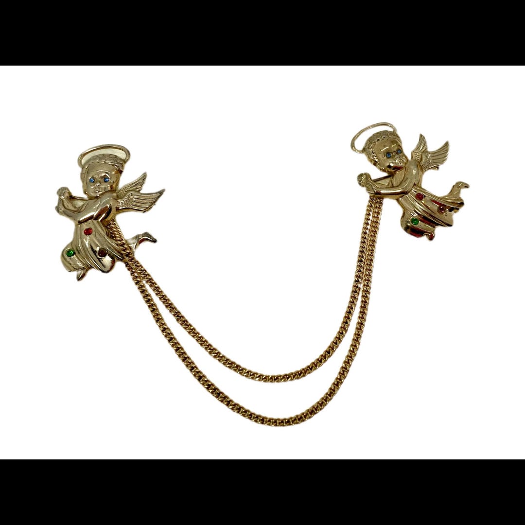 Sterling Angels Chatelaine Brooch / Vintage 1940s / Christian Jewelry ...