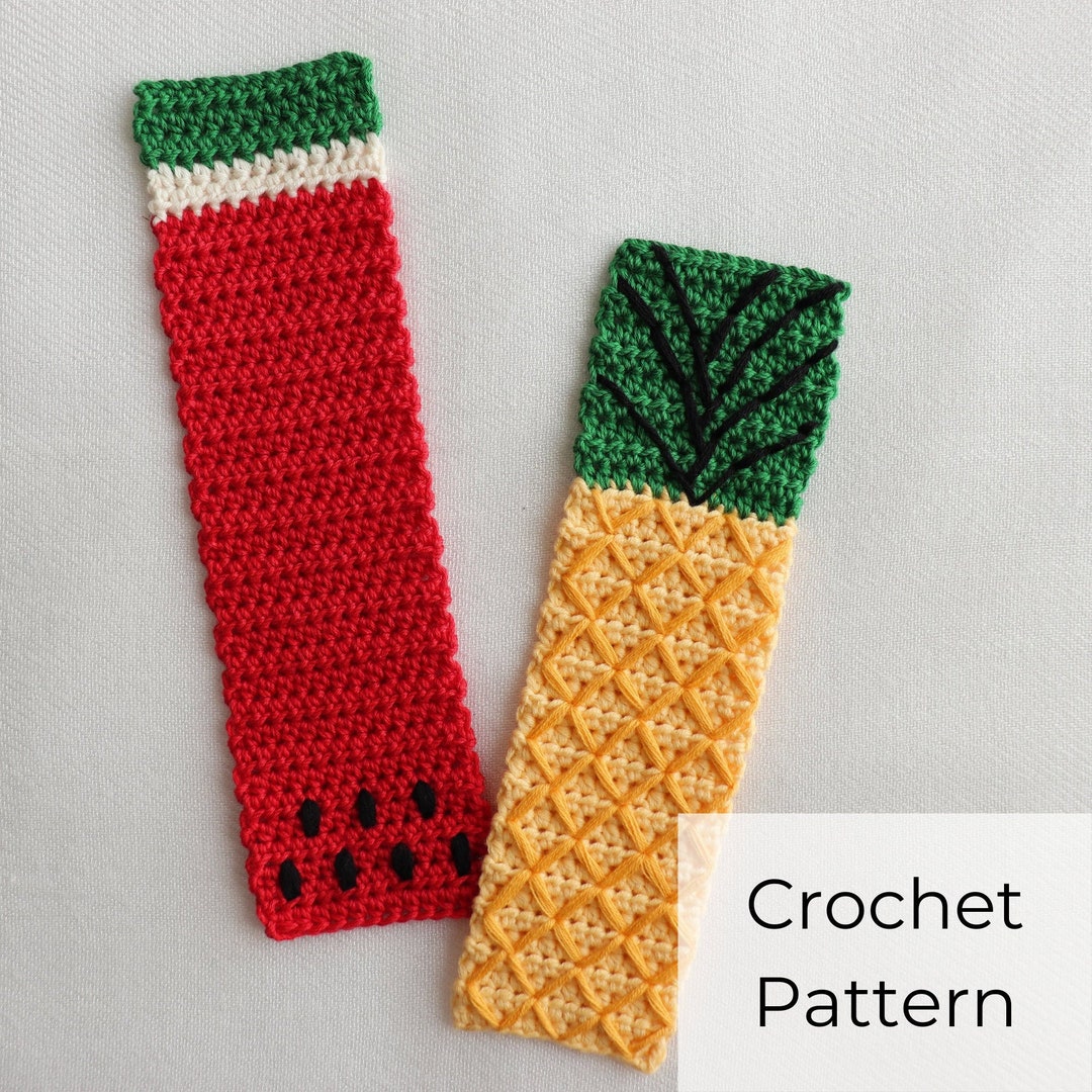 Crochet Pineapple & Watermelon Bookmark Pattern • Tropical Set (PDF ...