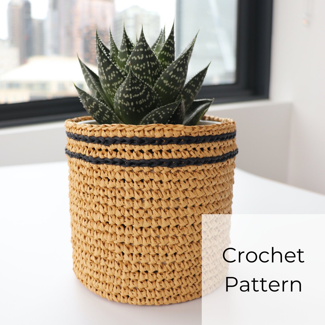 EASY Crochet Pattern Raffia Yarn Plant Pot Cozy - Etsy