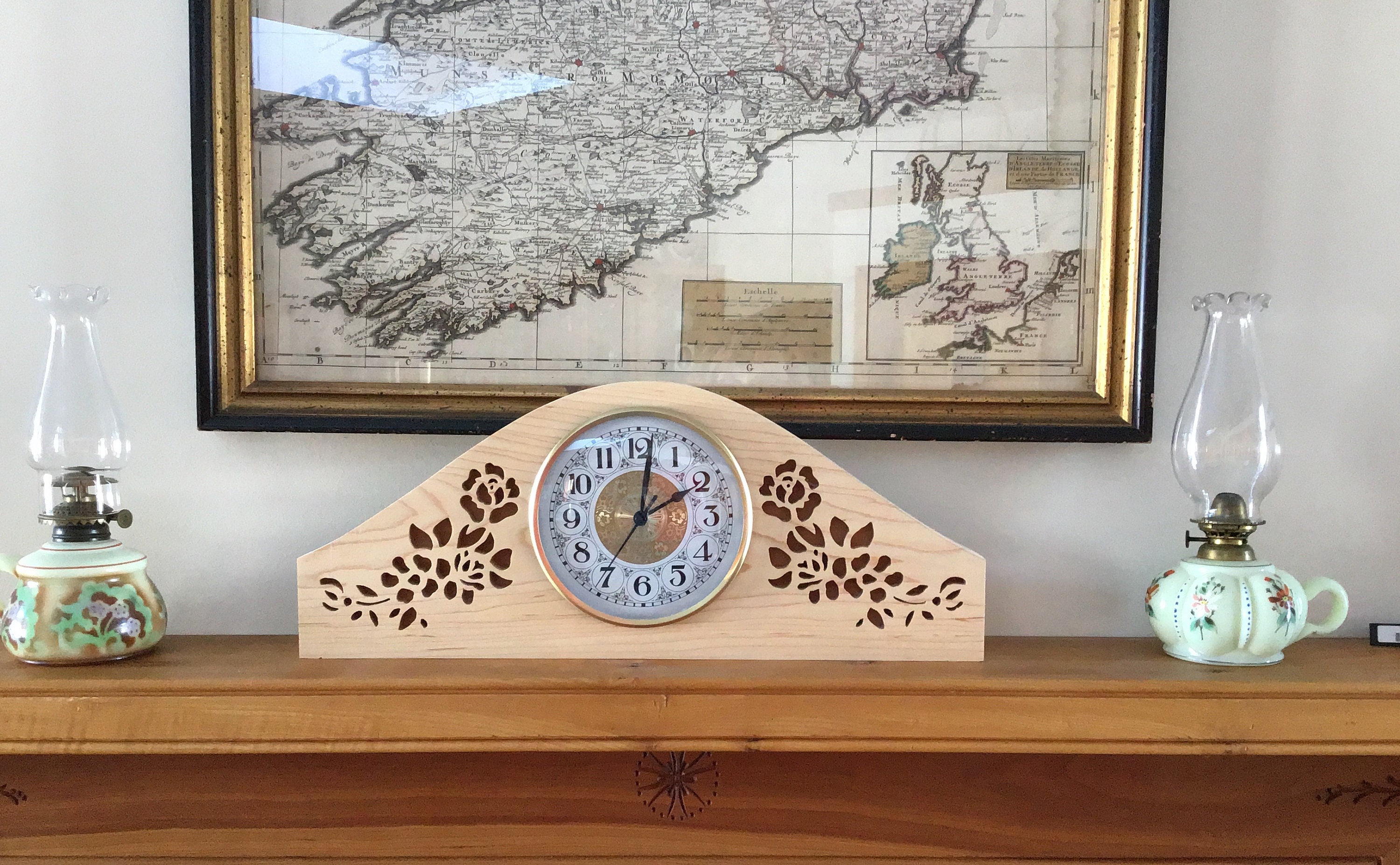 Clock Mantle Clock Decorative Clock Timepiece Floral Art - Etsy
