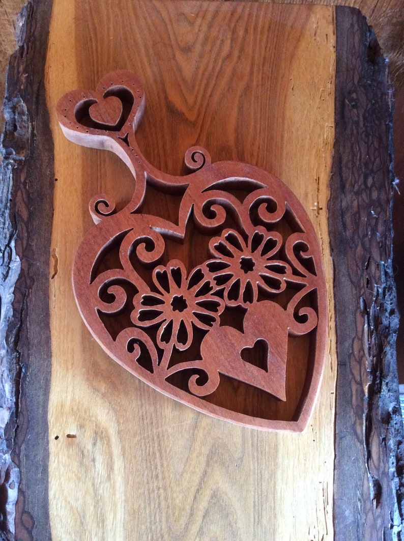 Trivet/ Wood Trivet/ Heart Shaped Trivet/ Handcrafted/ Scroll - Etsy