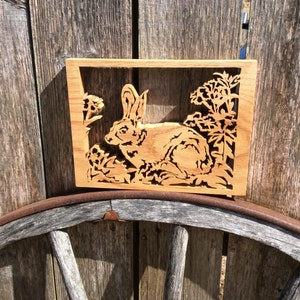 Rabbit/ Wood Decoration/ Rabbit in Woods/ Handcrafted/ Scroll Saw/ Home ...
