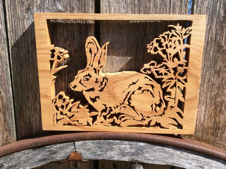 Rabbit/ Wood Decoration/ Rabbit in Woods/ Handcrafted/ Scroll - Etsy