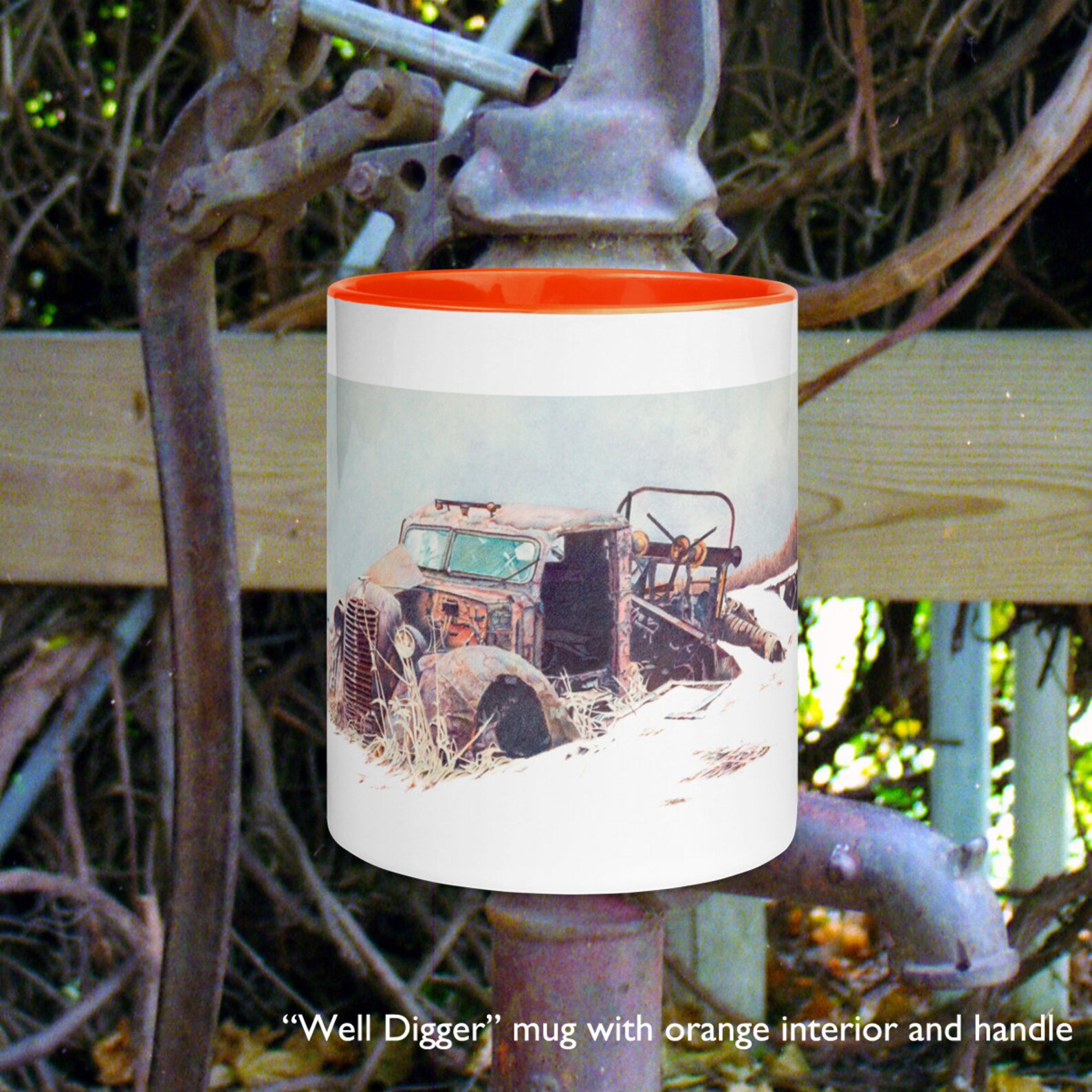 Ceramic Mug With Copy of an Original Drawing of a Well Digger W ...