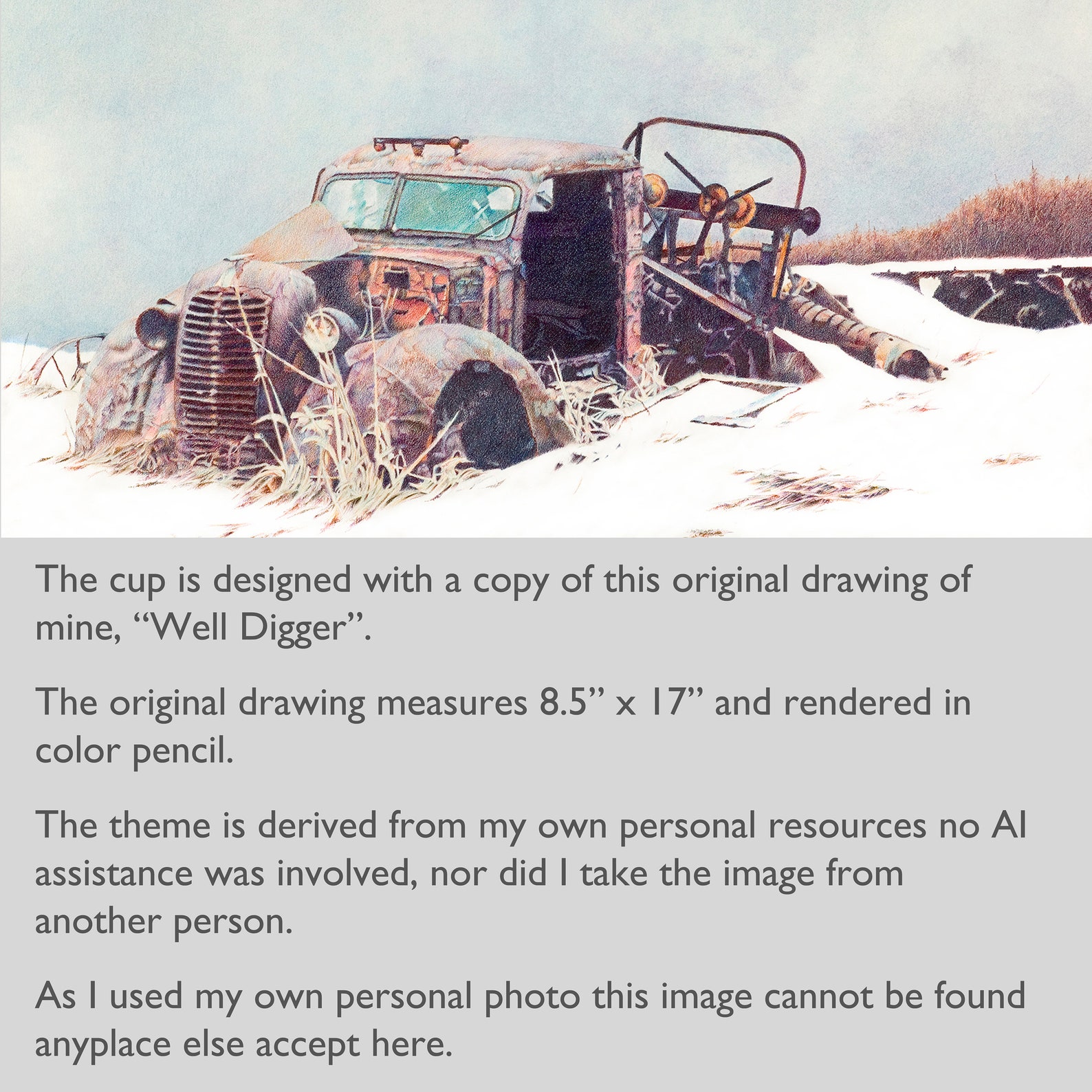 Ceramic Mug With Copy of an Original Drawing of a Well Digger W ...