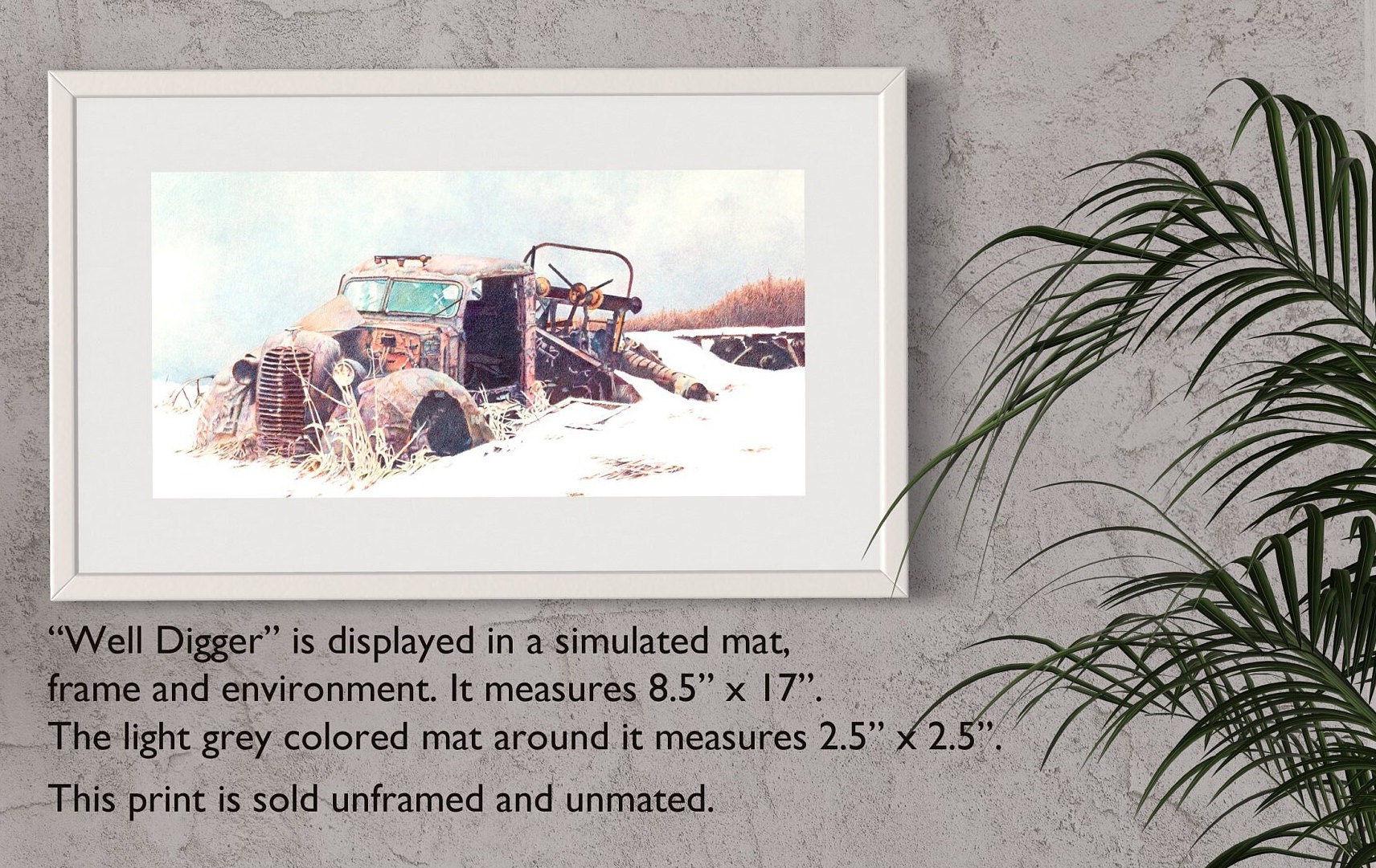 Vintage 1940 Well Digger Truck Art, Automotive Giclée Print (8.5”x 17 ...