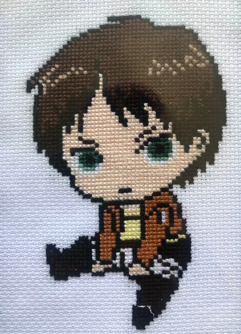 Eren From Attack on Titan Hand Made Cross Stitch - Etsy