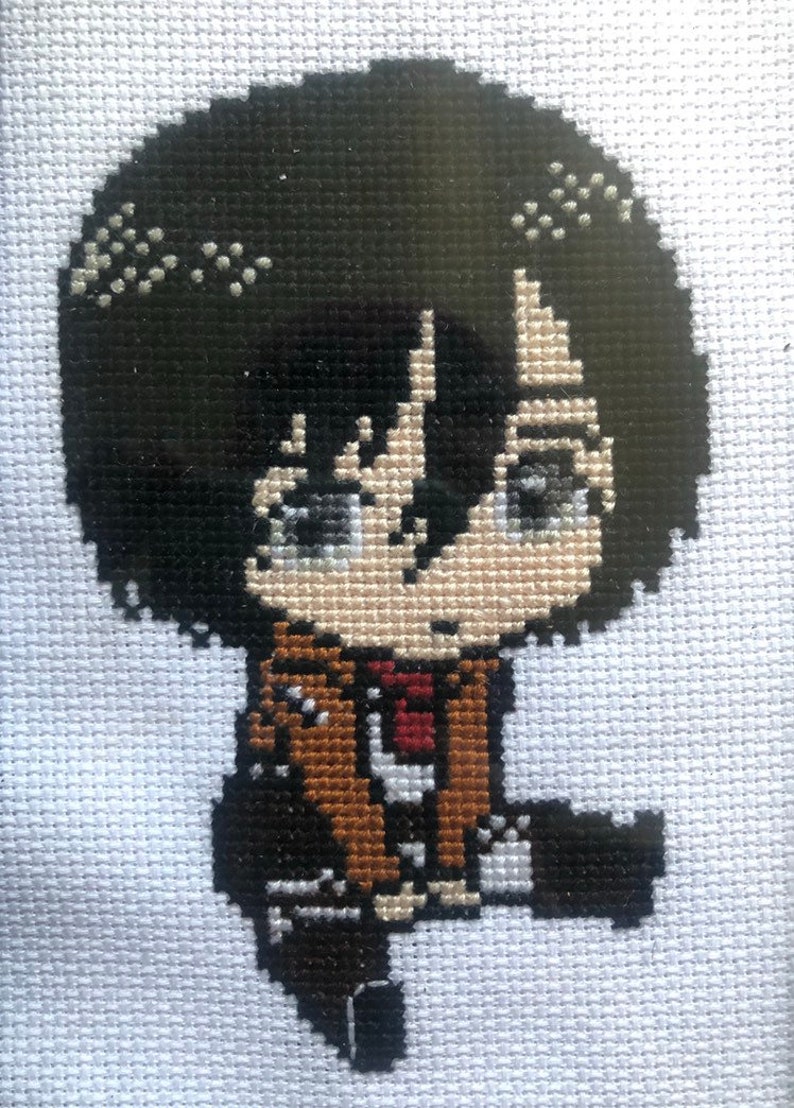 Mikasa From Attack on Titan Hand Made Cross Stitch - Etsy