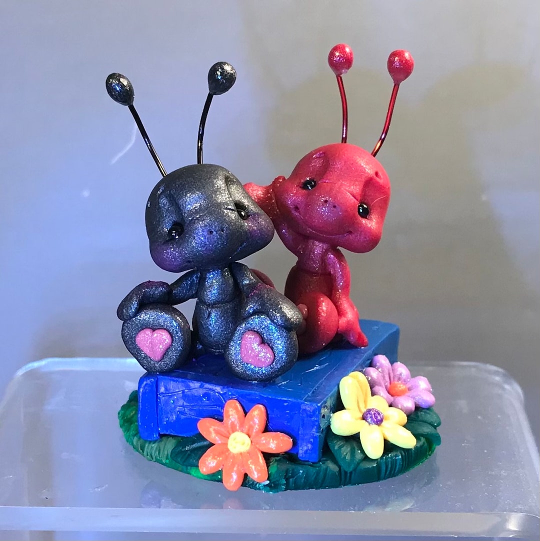 Ants on Wooden Box - Polymer Clay Insect Figure - Sculpted Bug Figurine ...