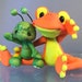 Frog & Ant Polymer Clay Amphibian Figurine sculpted Clay Toad Figure ...
