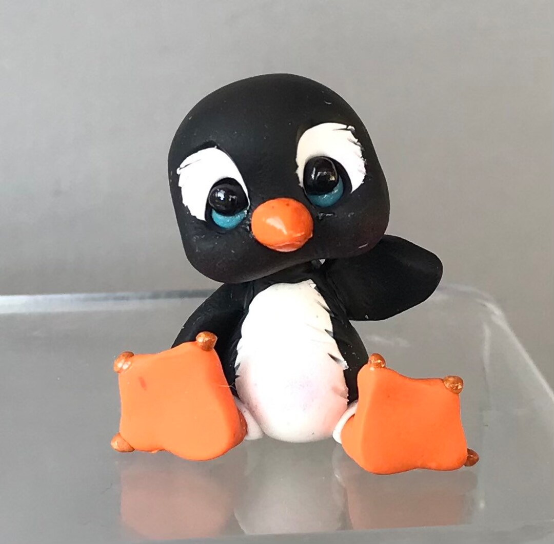 Penguin - Polymer Clay Arctic Bird Figure - Sculpted Zoo Animal ...