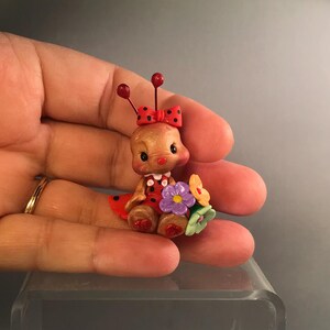 Ladybug Figurine in Dress W/ Flowers-polymer Clay Insect-sculpted Clay ...