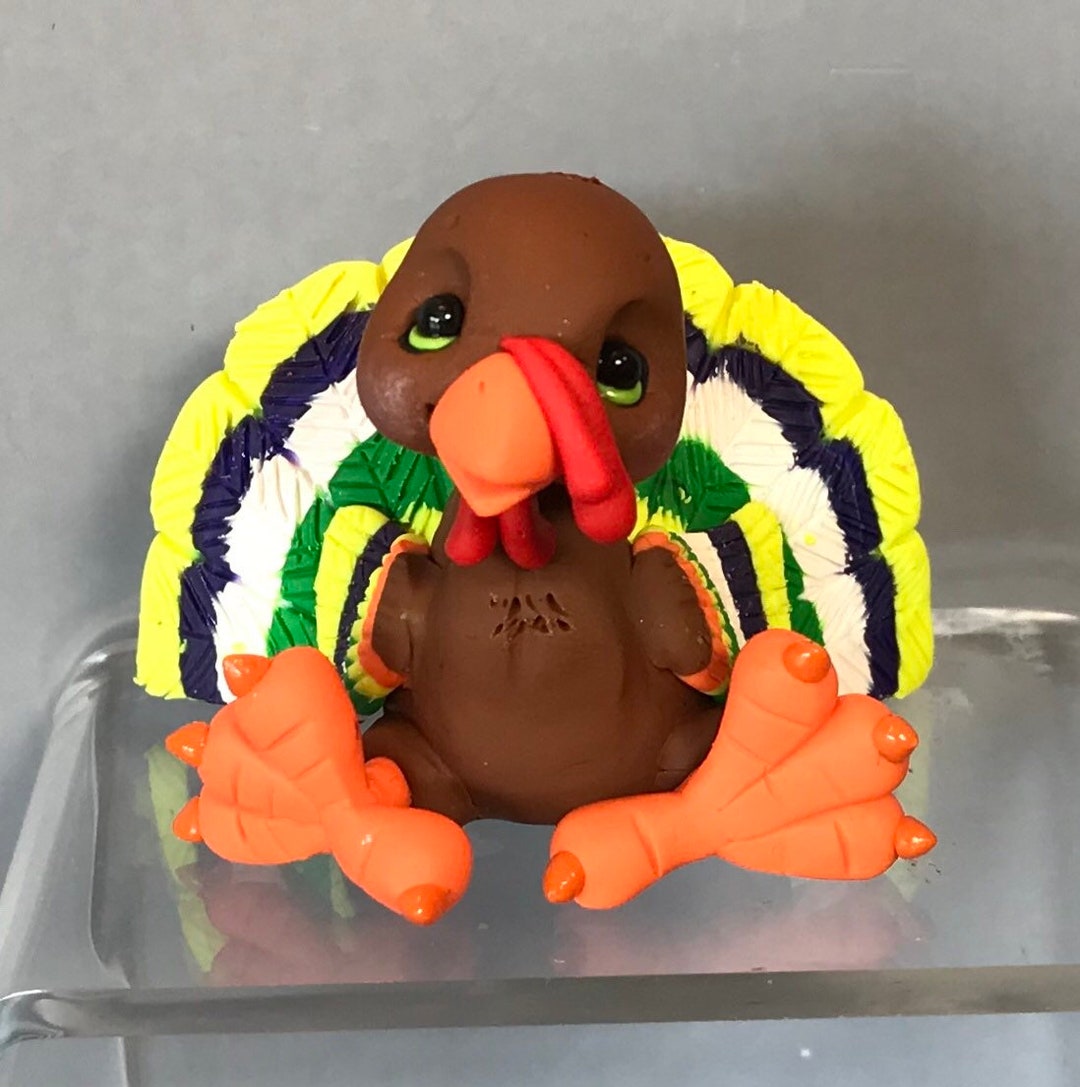 Bird Turkey Polymer Clay Figurine Whimsical Thanksgiving Turkey Figure ...