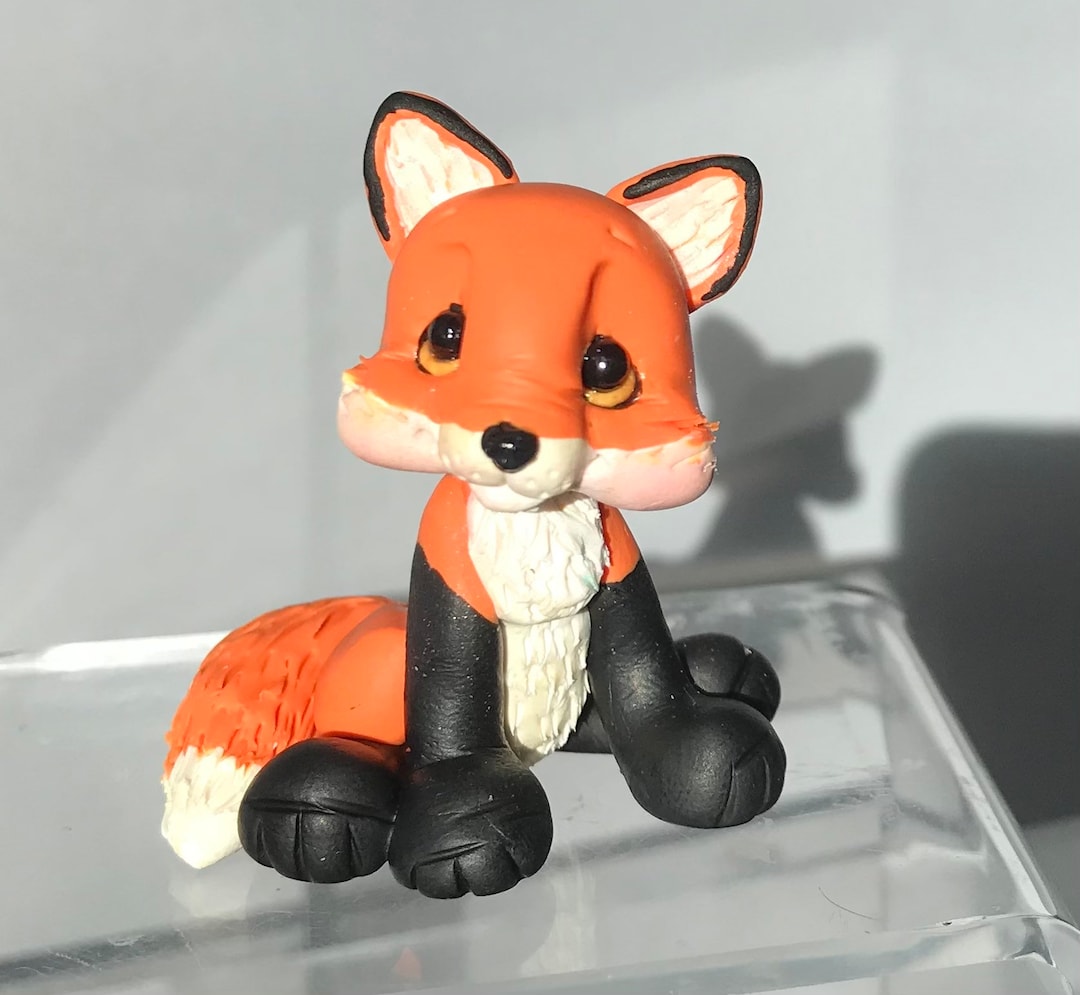 Fox-red Fox - Polymer Clay Forest Animal Figurine - Sculpted Woodland ...