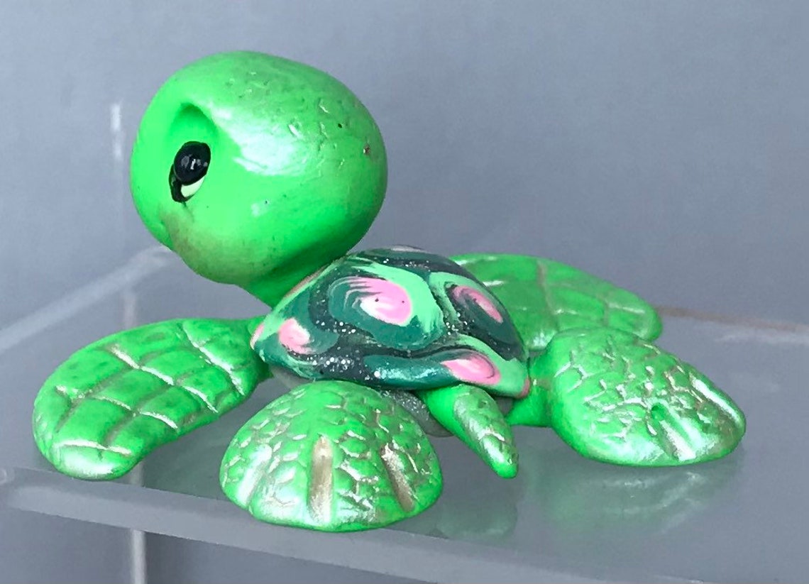 Turtle Sea Turtle Whimsical Polymer Clay Tortoise - Etsy