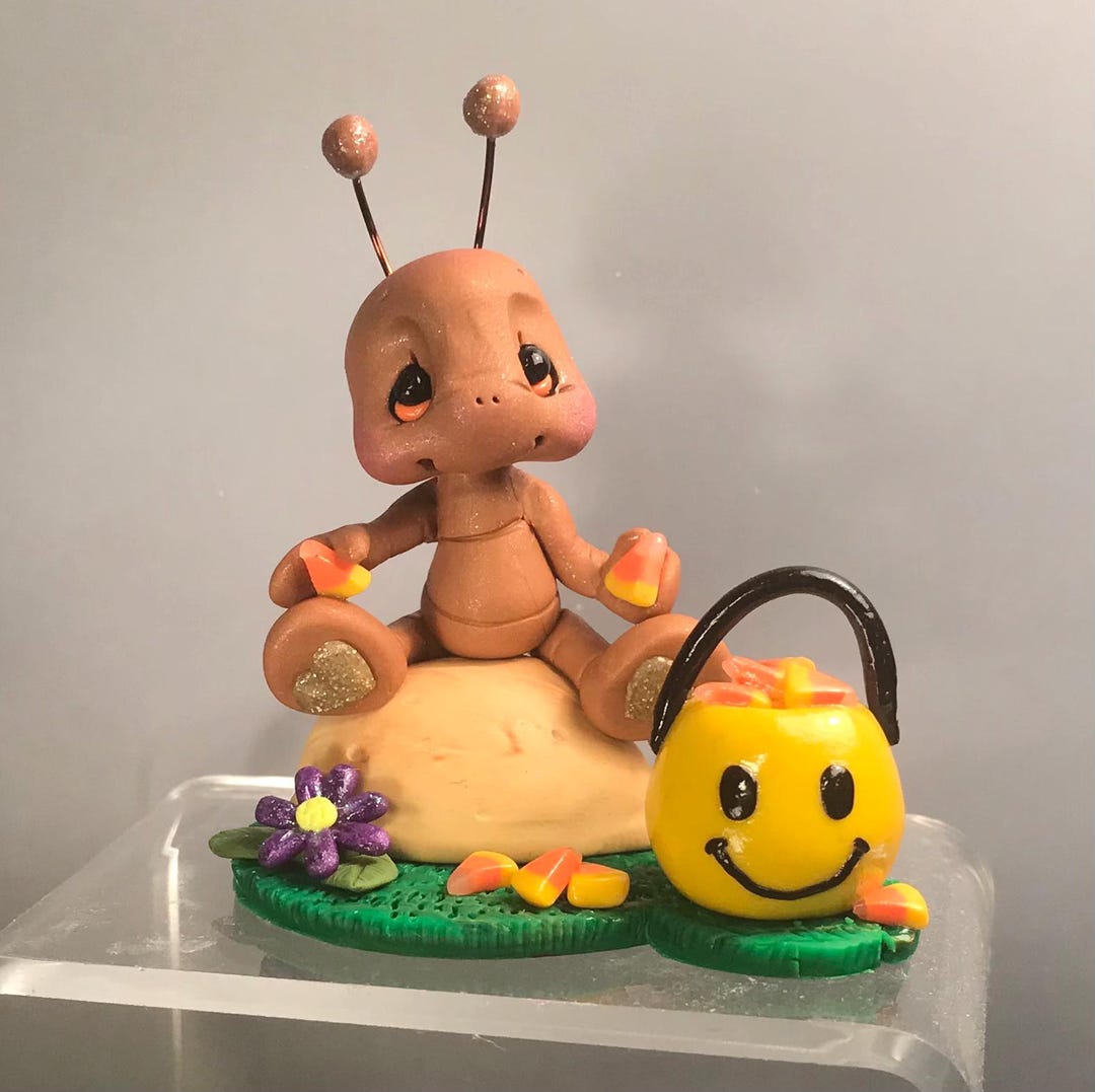 Ant W/ Candy Corn Smiley Face Bucket-whimsical Polymer Clay Insect ...