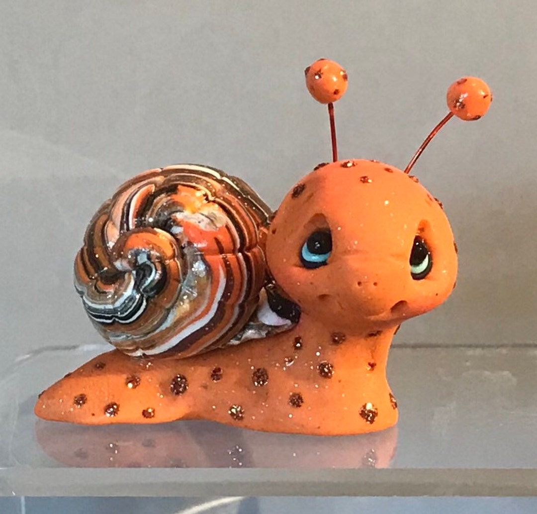 Snail - Polymer Clay Figurine - Sculpted Clay Snail Figure - Miniature ...